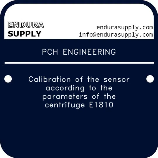 PCH Engineering Calibration of the sensor according to the parameters ...